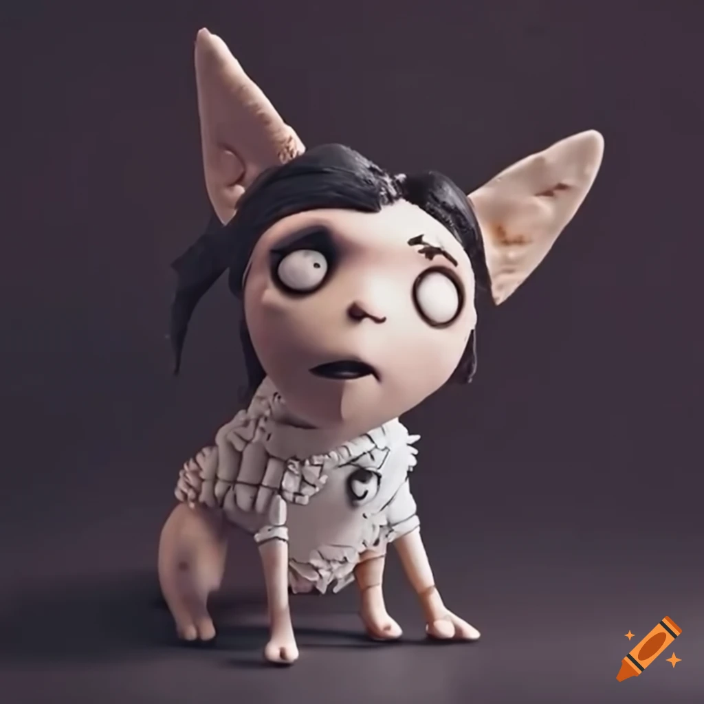 Corgi in tim burton-inspired clay animation style on Craiyon