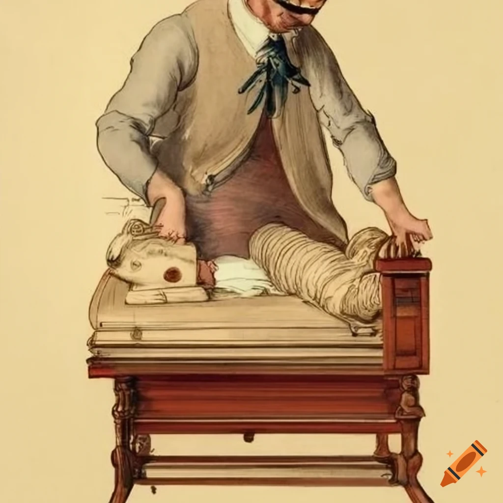 Victorian drawing of a gentleman's massage contraption on Craiyon