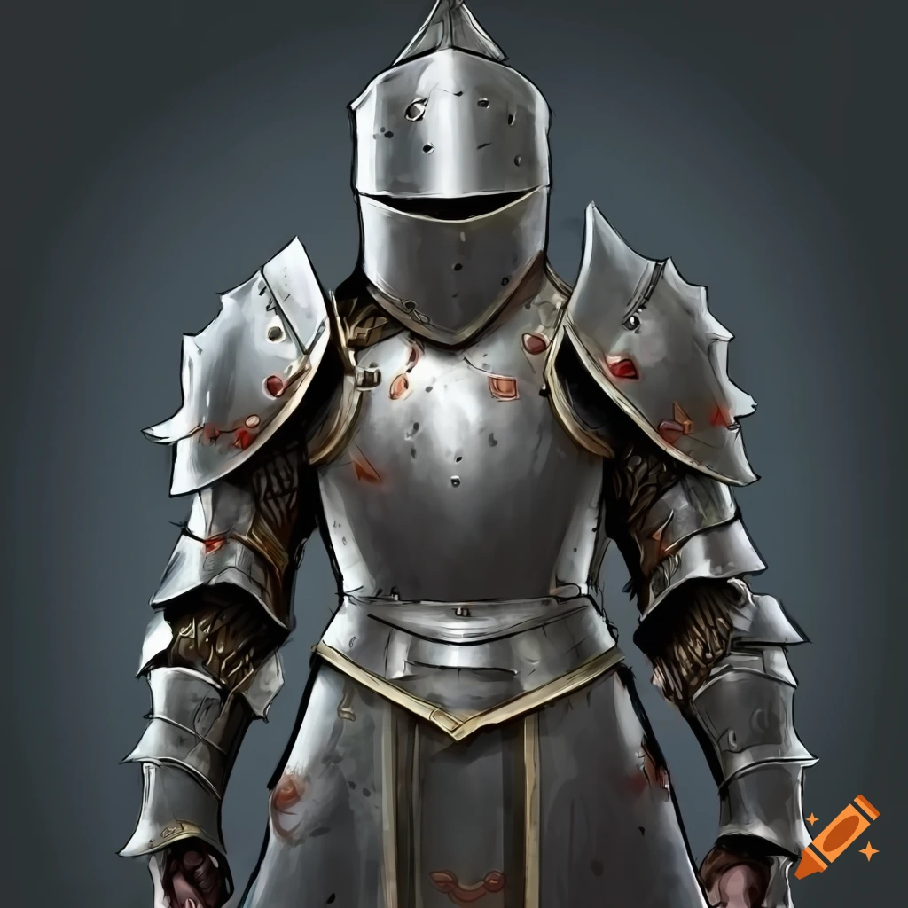 Mysterious knight in full plate armor on Craiyon