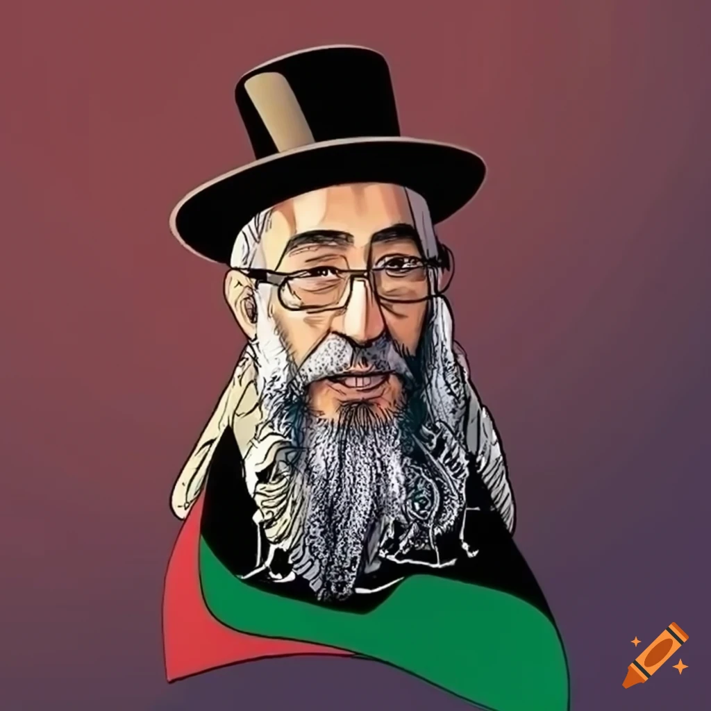 Drawing of a rabbi with a palestine flag on Craiyon