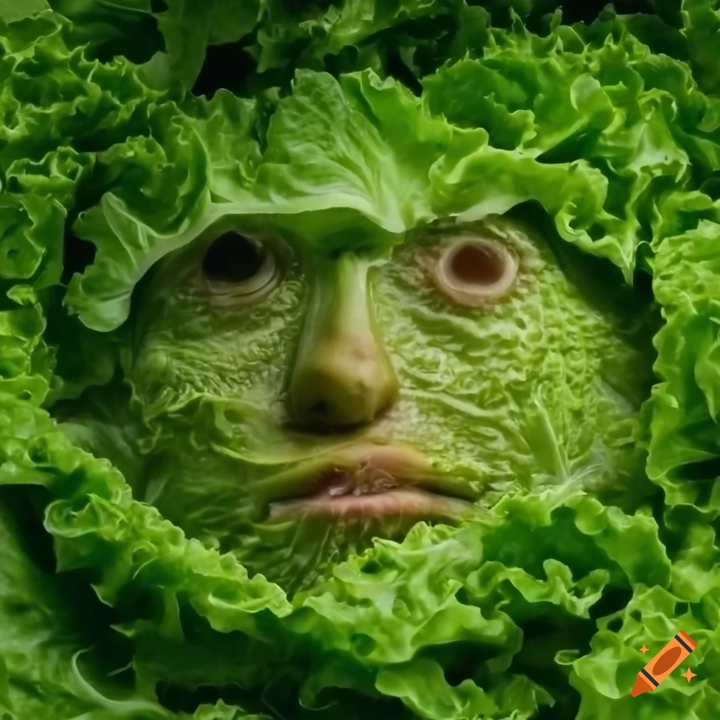 Lettuce face sculpture on Craiyon