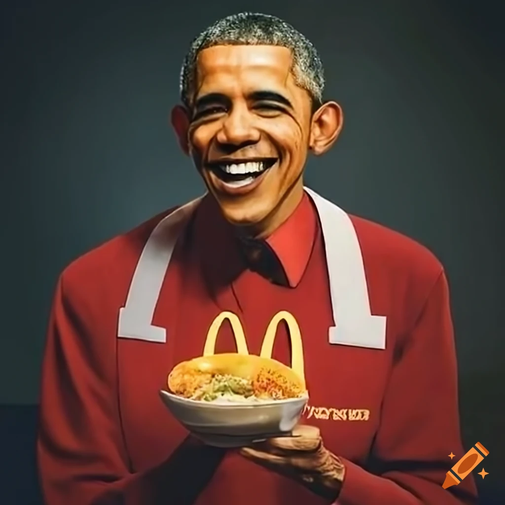 Barack Obama in a vintage McDonald's cashier costume cooking meals on ...