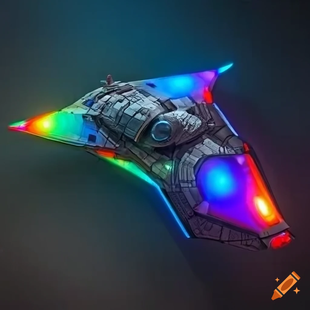 Alien spaceship in rgb colors on Craiyon