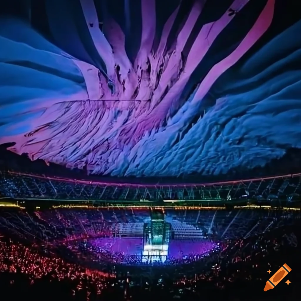 Crowded concert stadium during olympics event on Craiyon