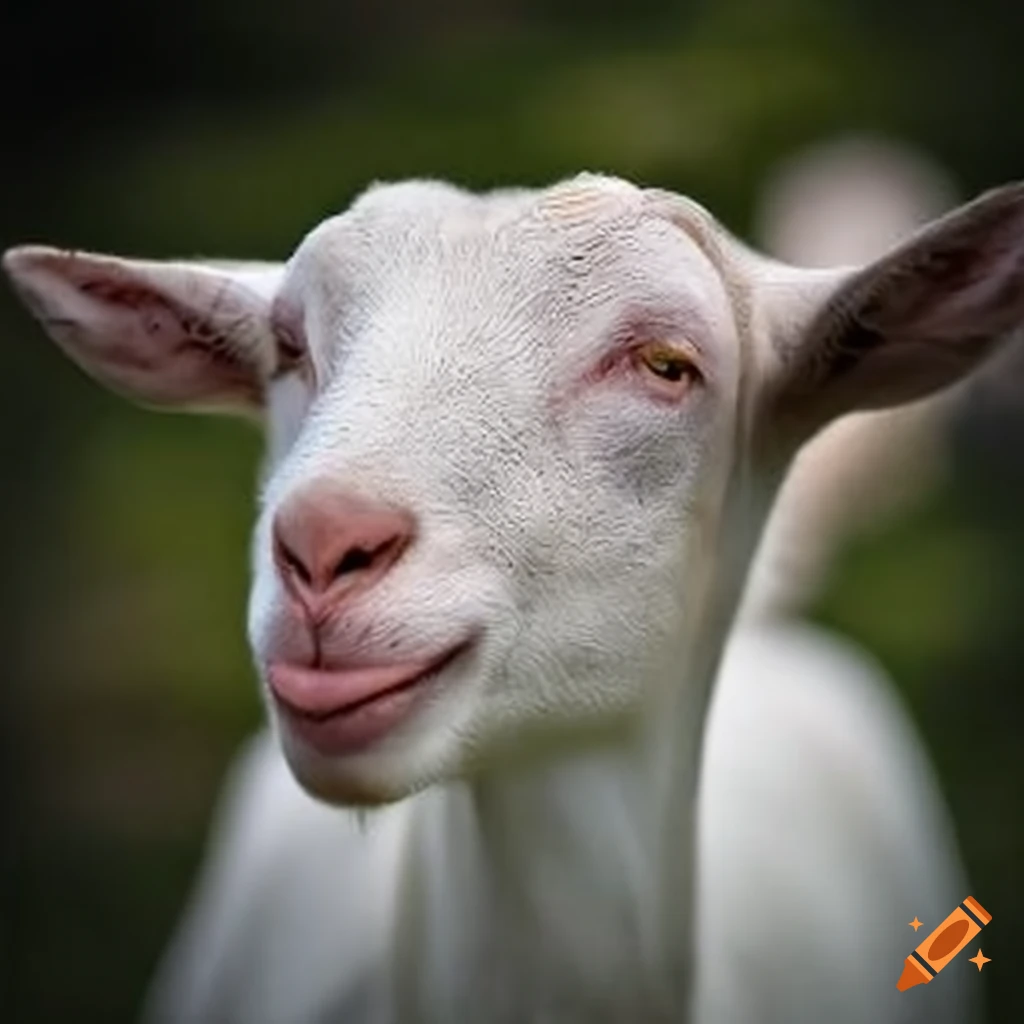 Sad white goat showing qr code on Craiyon