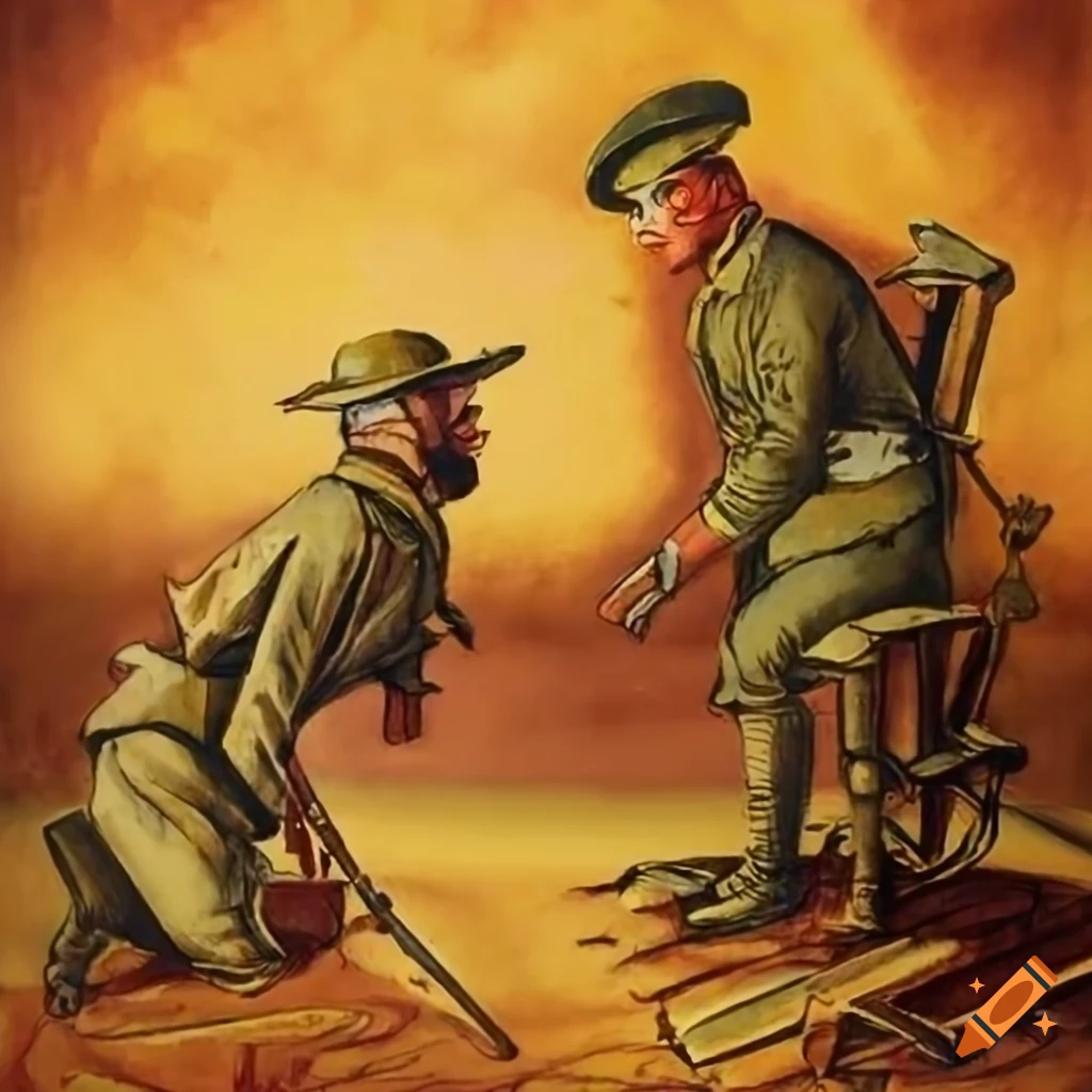 Surrealism drawing of a ww1 in 1920's style on Craiyon