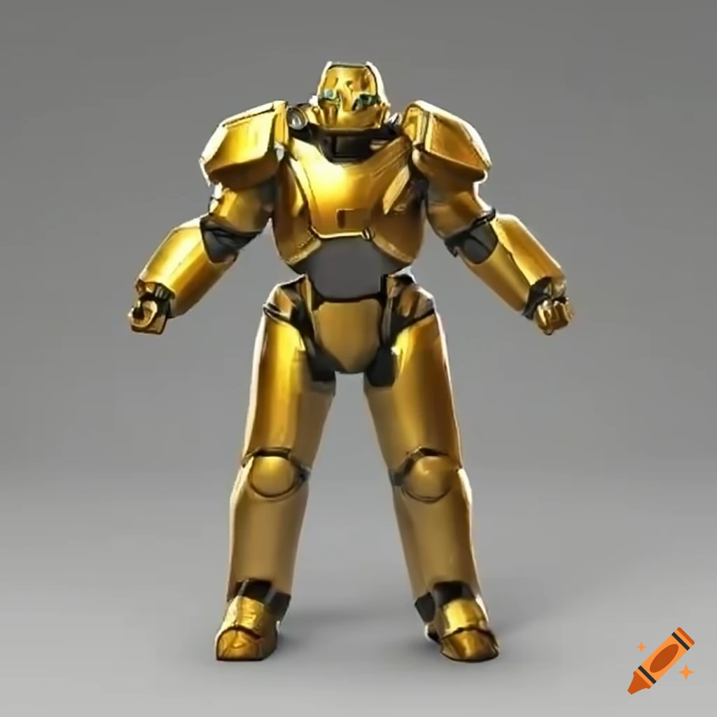 Full body golden power armor on Craiyon