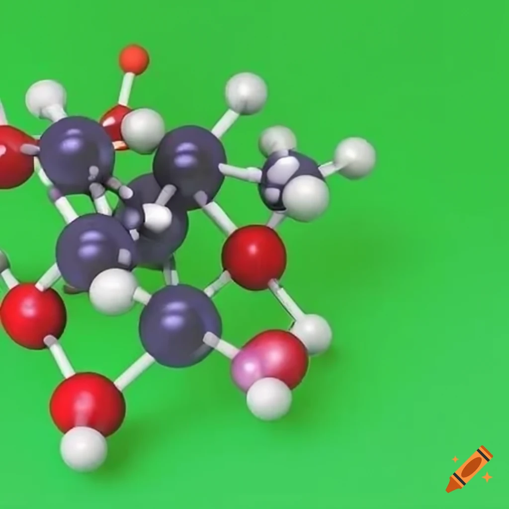 Complex organic molecule on a green background on Craiyon