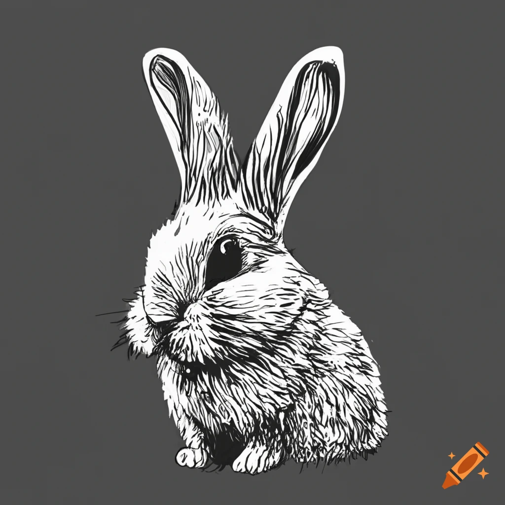 Easter bunny black and white line drawing on Craiyon