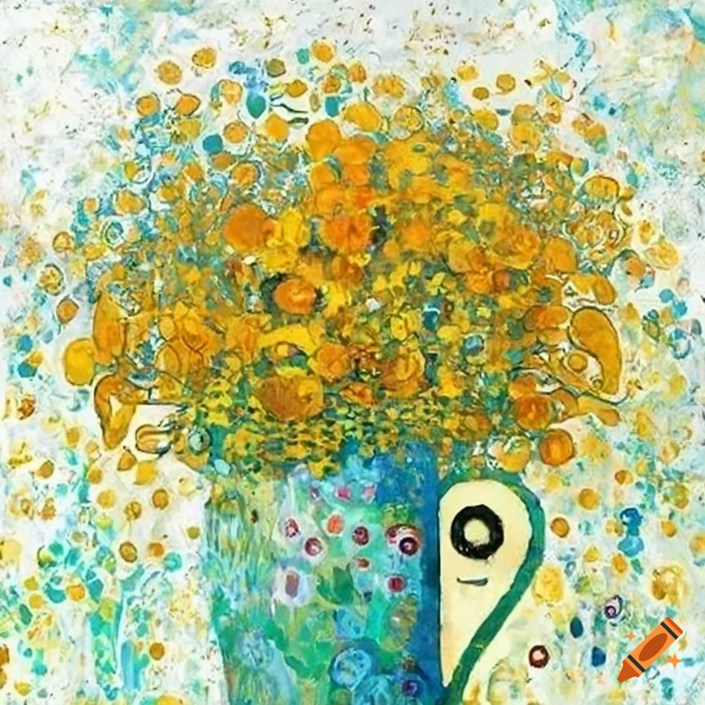 Abstract spring flora painting by gustav klimt on a white background on ...