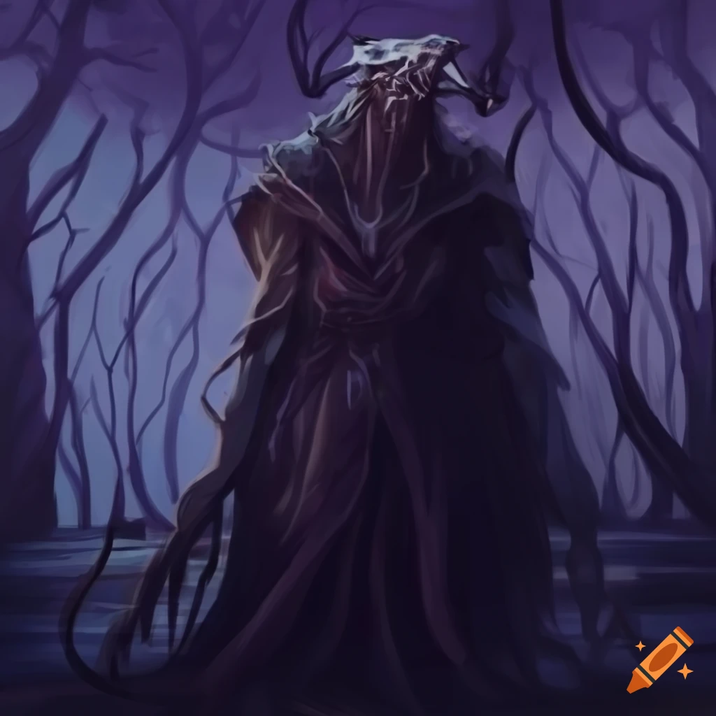 Eldritch style eerily humanoid figure with tendrils and wooden body on ...