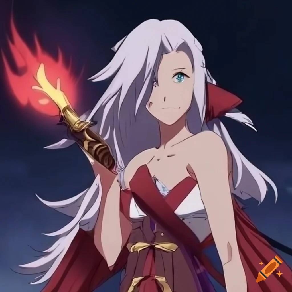 Yukino Agria and other characters casting powerful spells in a captivating pose on Craiyon