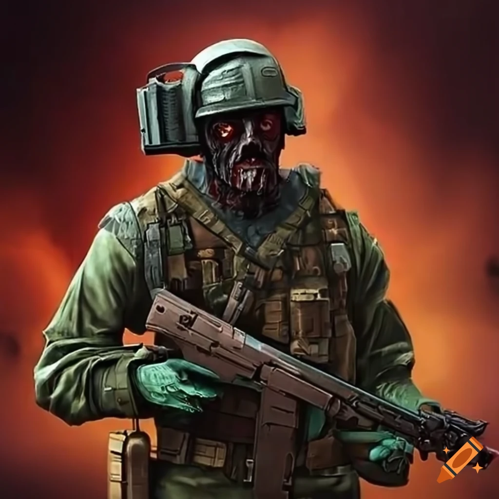 Military zombie illustration on Craiyon