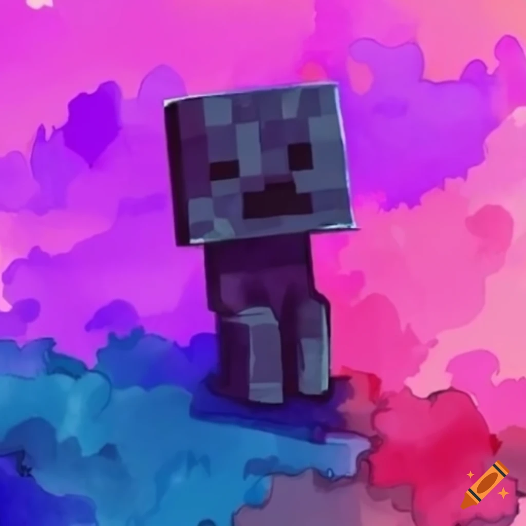Sad minecraft watercolor art on Craiyon