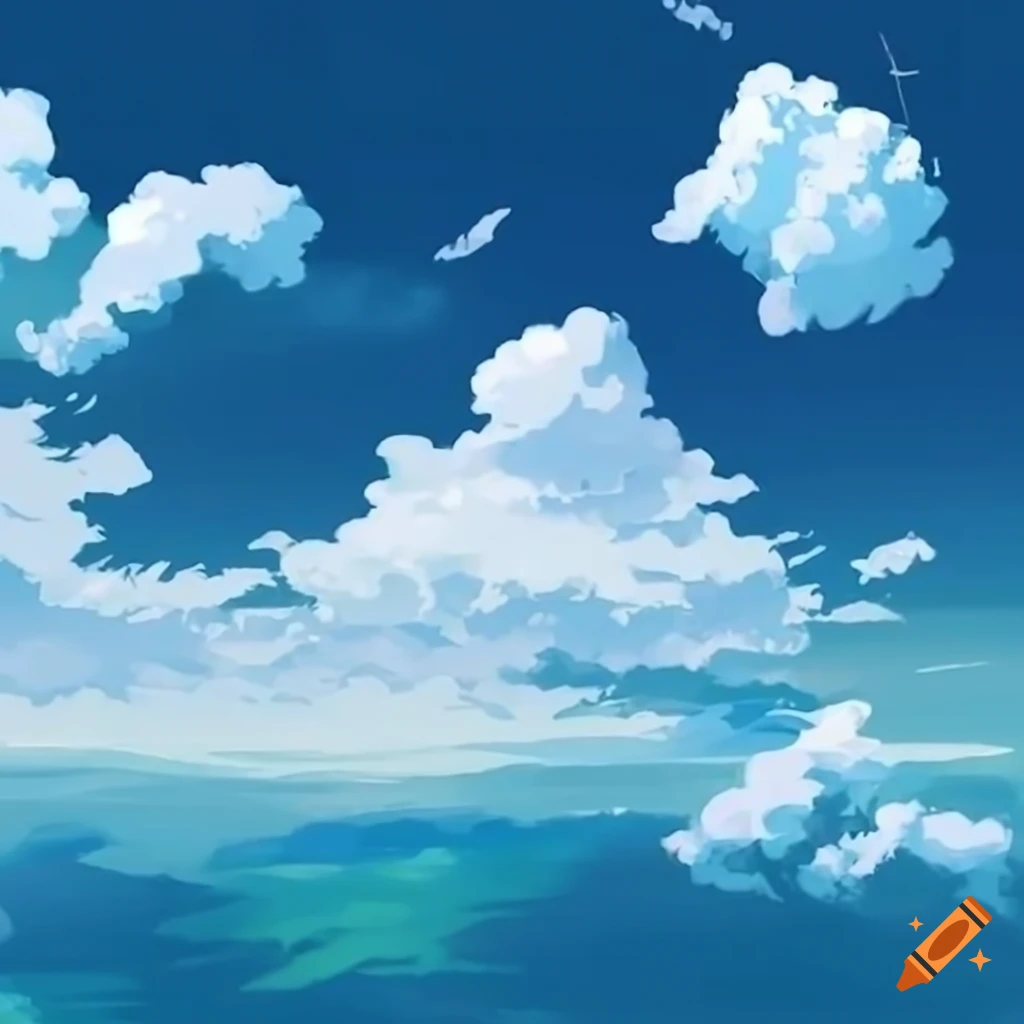 Anime sky with clouds on Craiyon