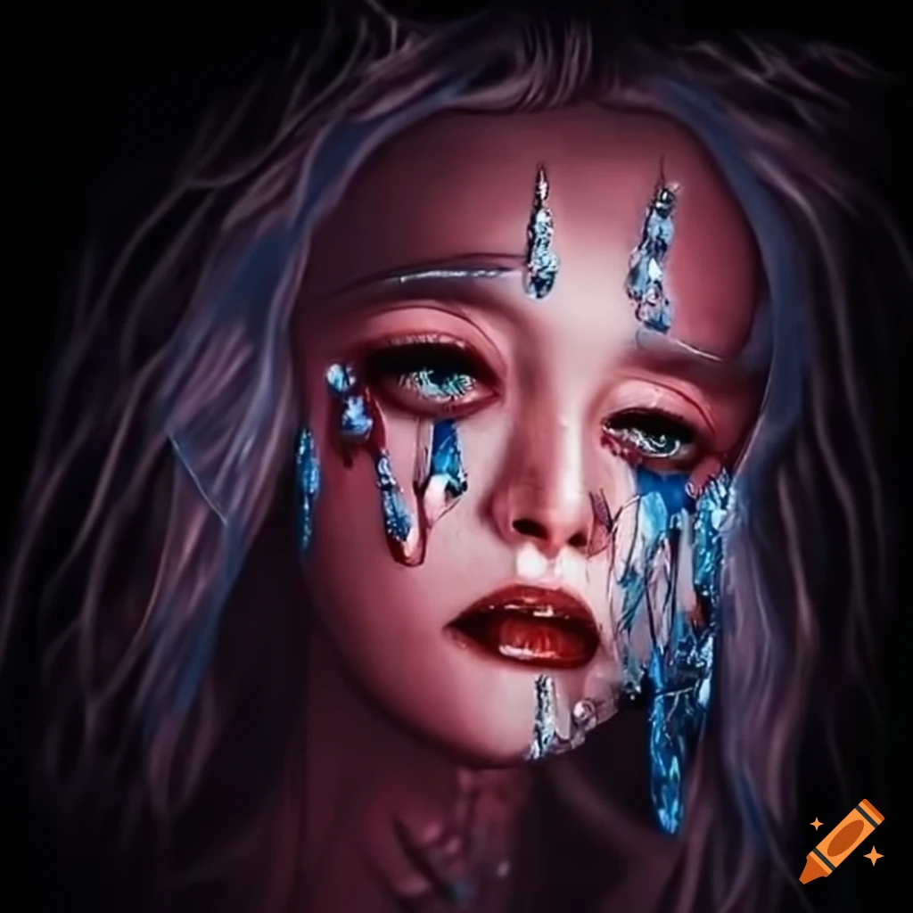 Shimmering diamond eye shedding tears on Craiyon