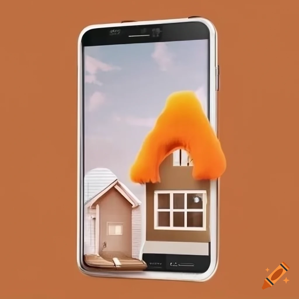 Home renting app icon in brown and orange colors on Craiyon