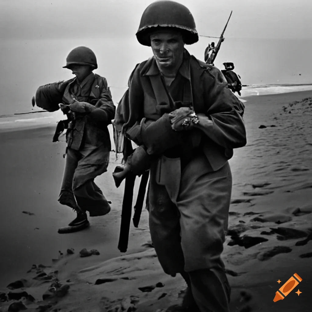 American soldiers storming omaha beach on d-day 1944 during world war ...