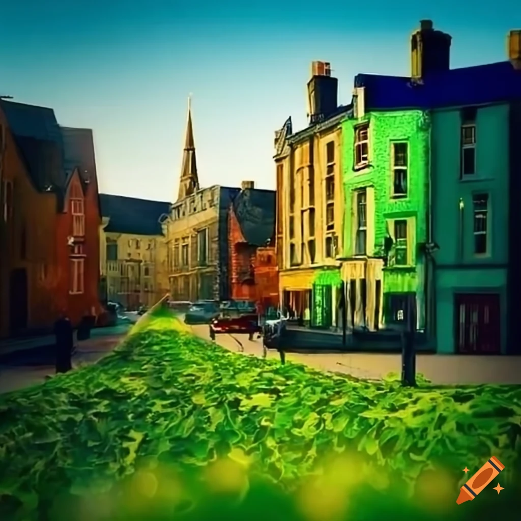 Irish small town cityscape on Craiyon