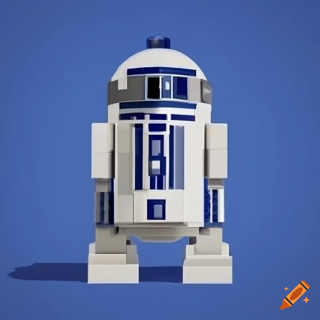 R2-D2 portrait in minimalist Lego Star Wars digital art on Craiyon