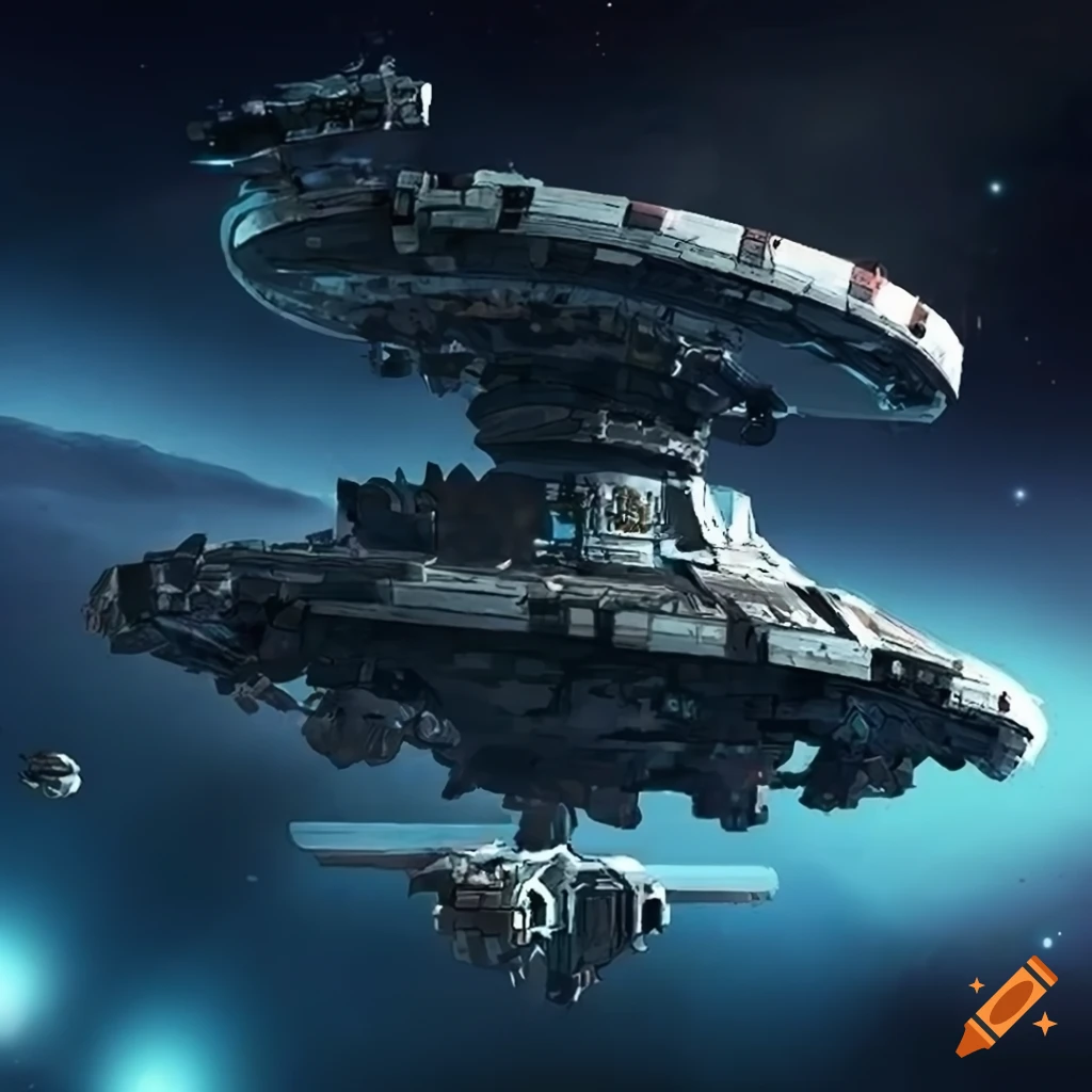 Sci-fi space station concept art on Craiyon