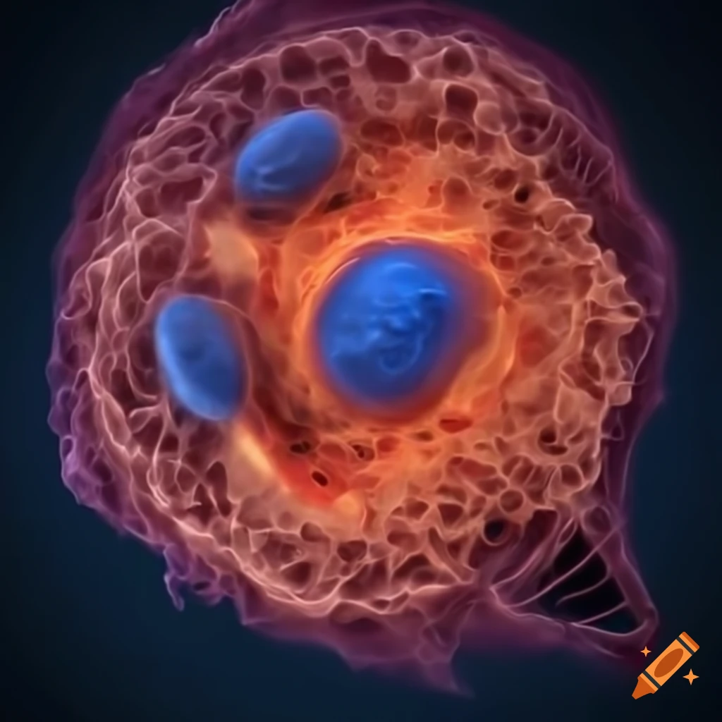 Human cell with fragmented dna due to apoptosis on Craiyon