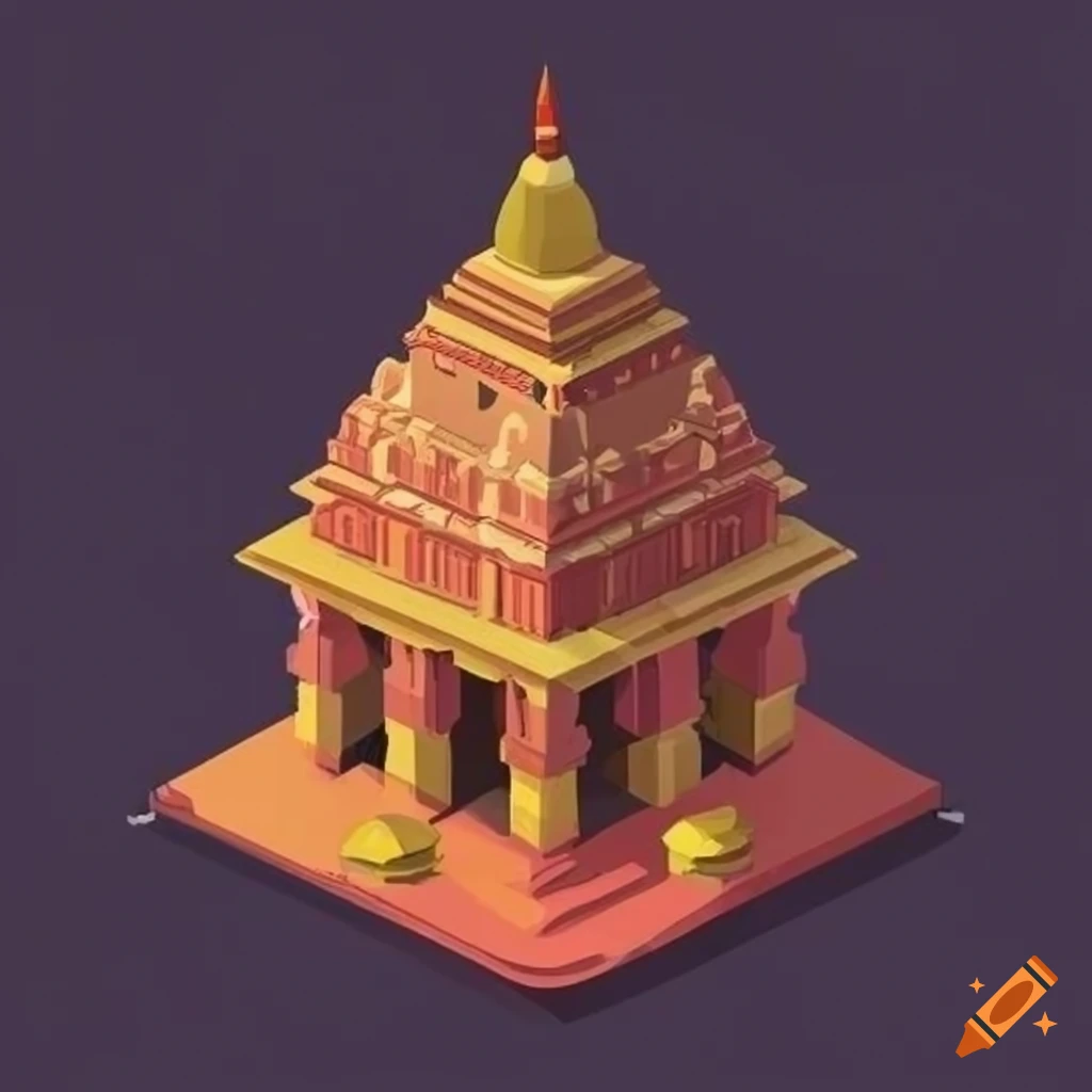 Isometric black indian temple in vector art on Craiyon