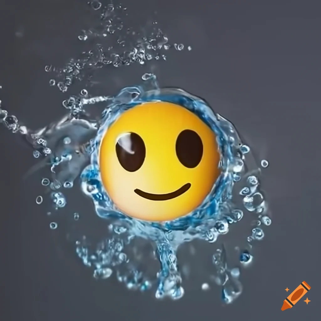Smile emoji floating on water with expanding circle waves on Craiyon