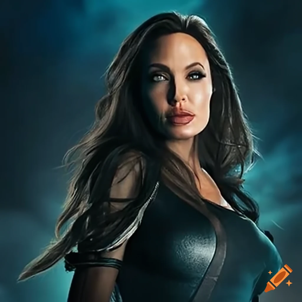 Woman in action pose in movie scene on Craiyon