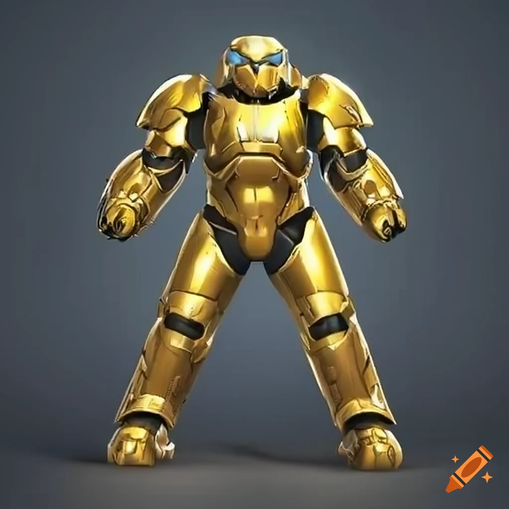 Full Body Golden Power Armor On Craiyon