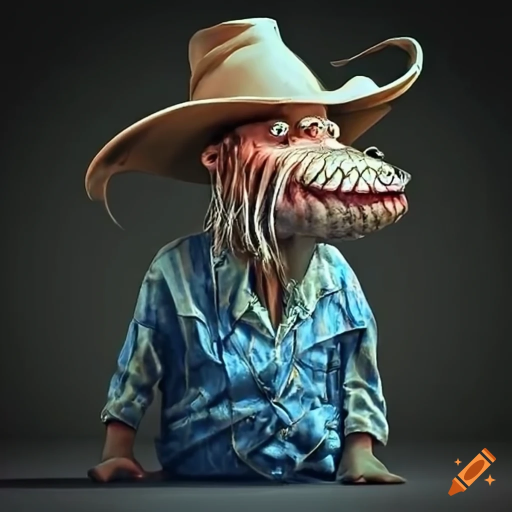 Illustration of a cowboy fish man on Craiyon