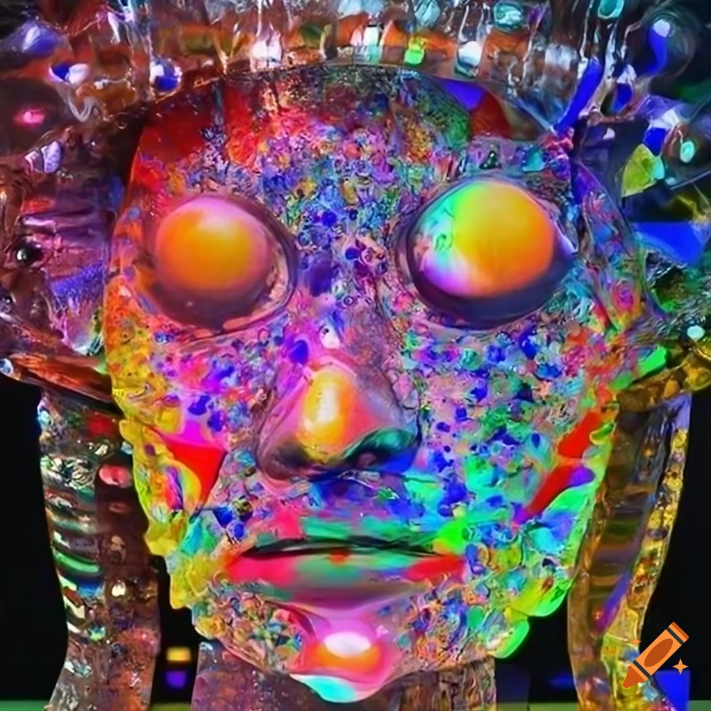 Intricate and surreal neo-pop art with colored recycled glass and ...