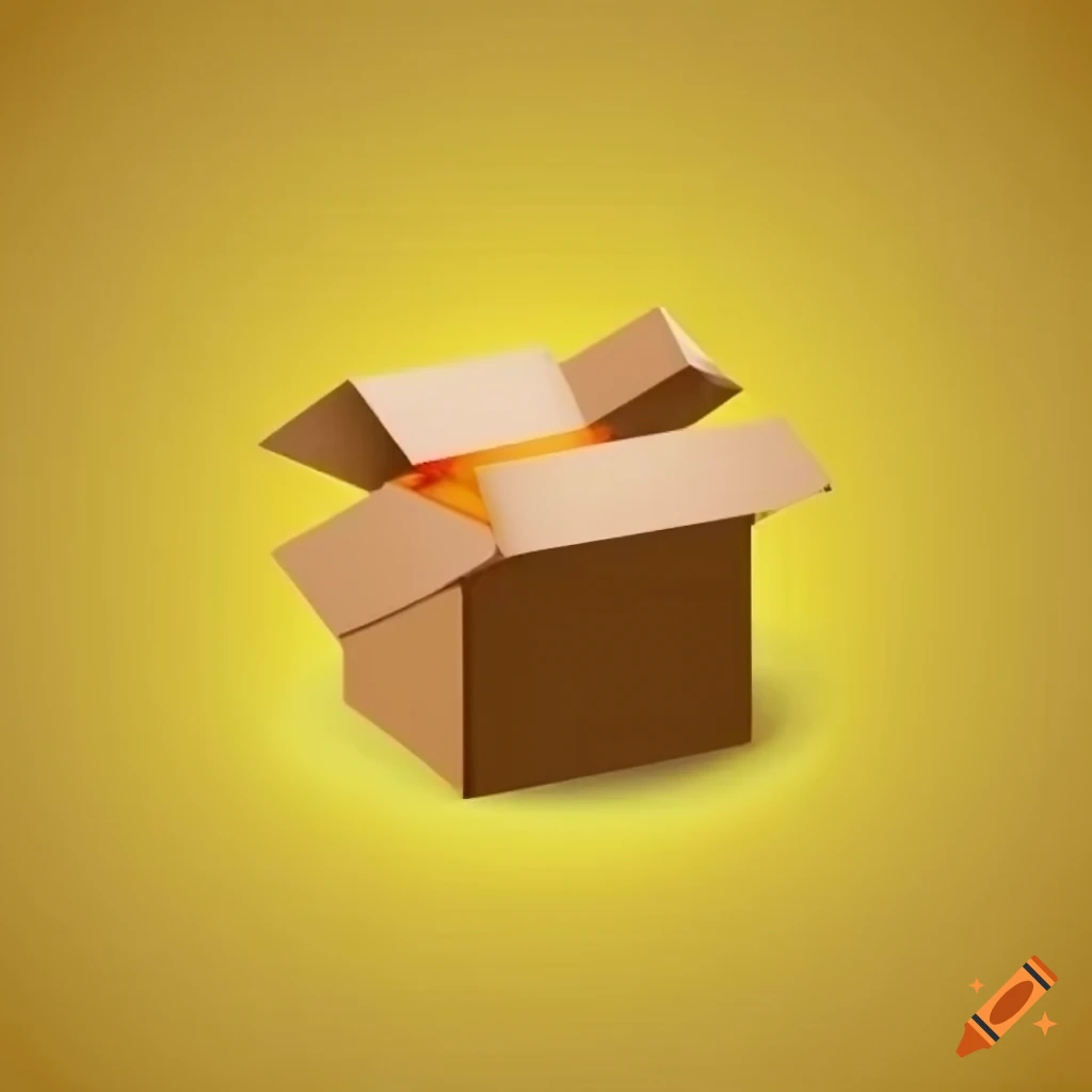 Logo of box opening on yellow background on Craiyon