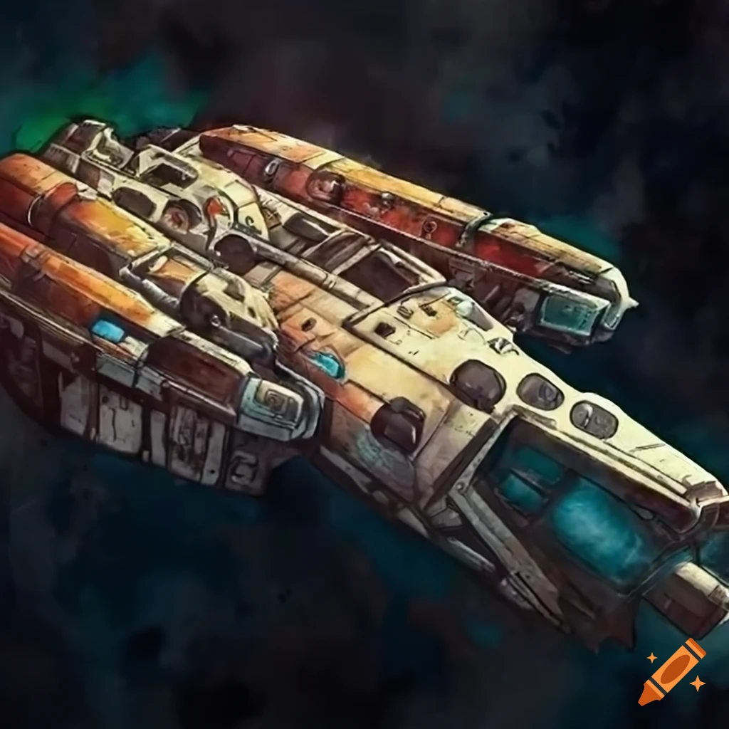 80s sci-fi tramp freighter on Craiyon