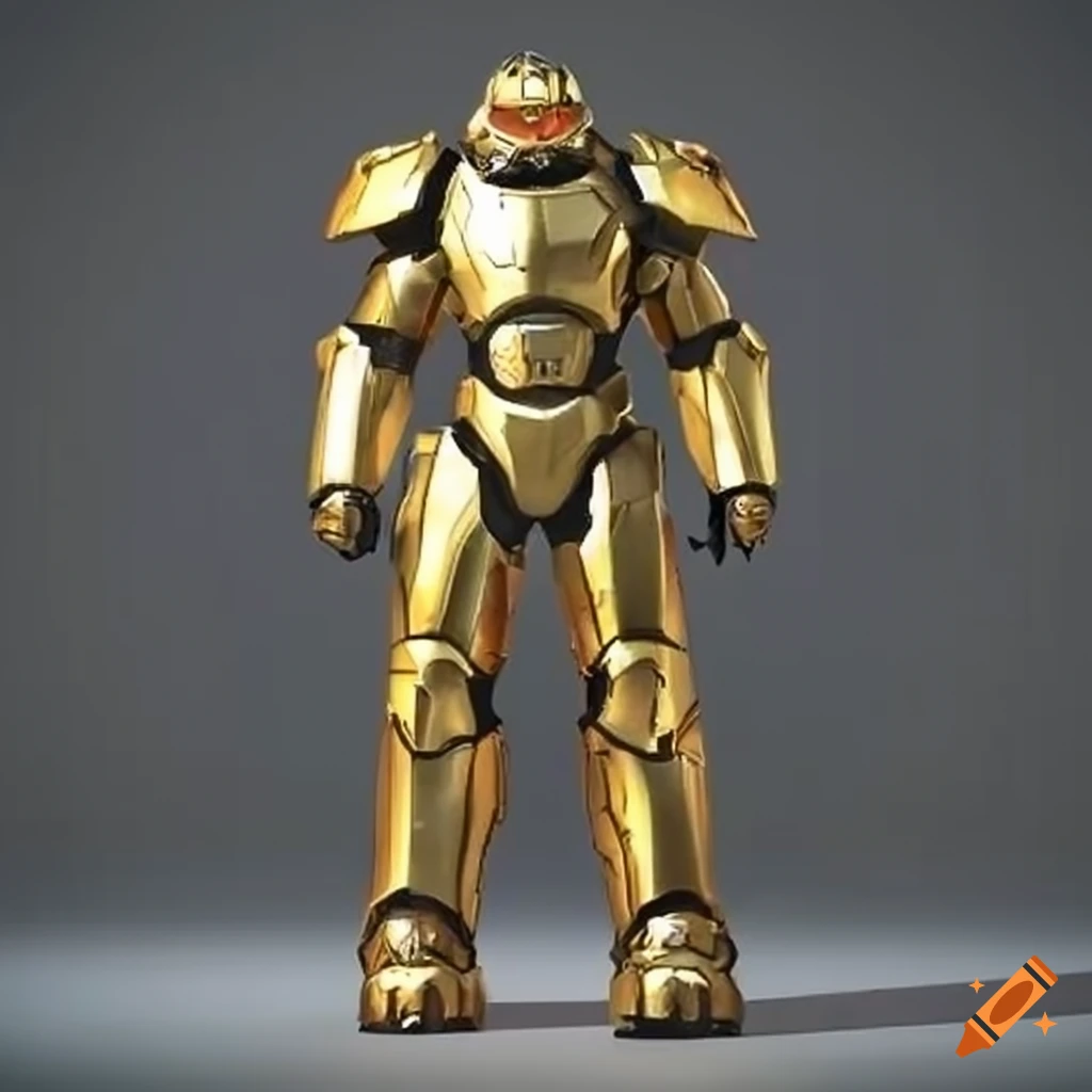 Full body golden power armor on Craiyon