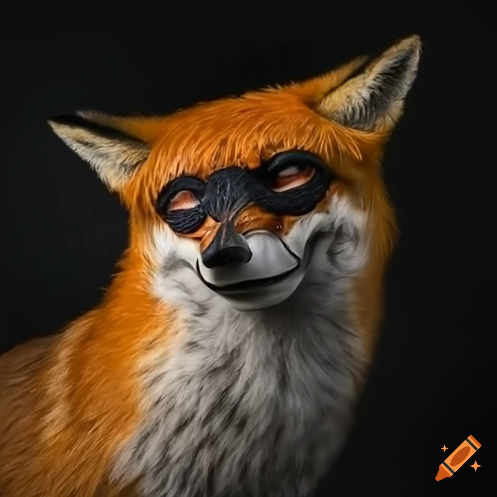 Orangefox wearing a zorro mask on Craiyon