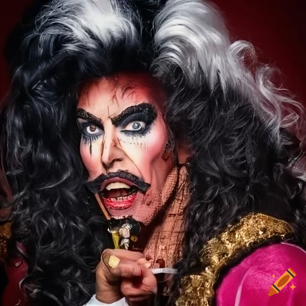 Hyper realistic 80s glam rock pirate villain inspired by Captain Hook ...
