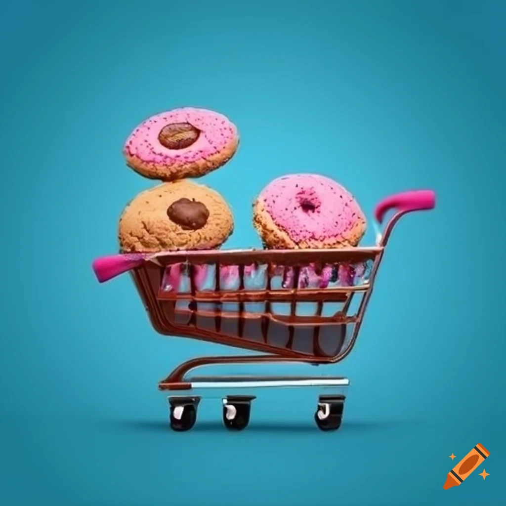 Brownie and cookie cart with pink and blue theme on Craiyon