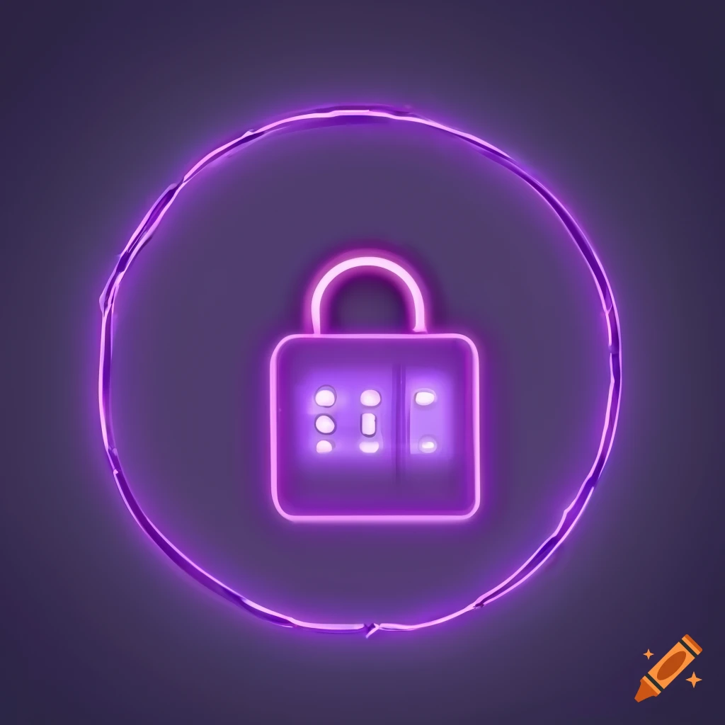 Neon password entry field in purple on dark blue background on Craiyon