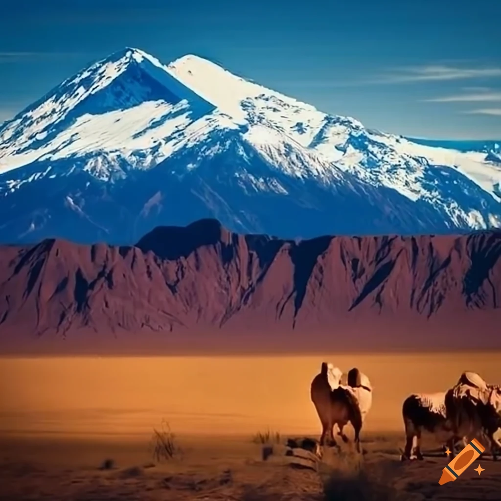 A diverse landscape in Argentina with Andes Mountains, plains, and ...