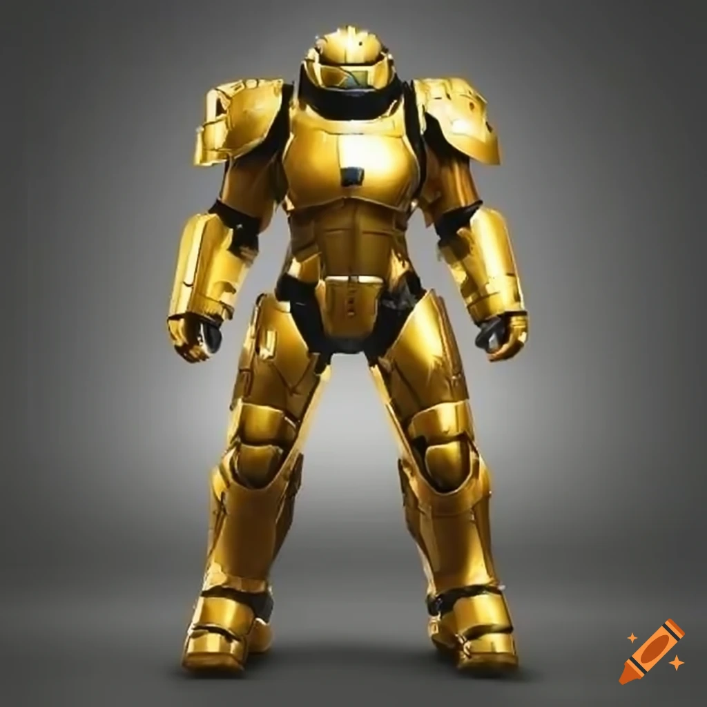 Golden full body power armor on Craiyon