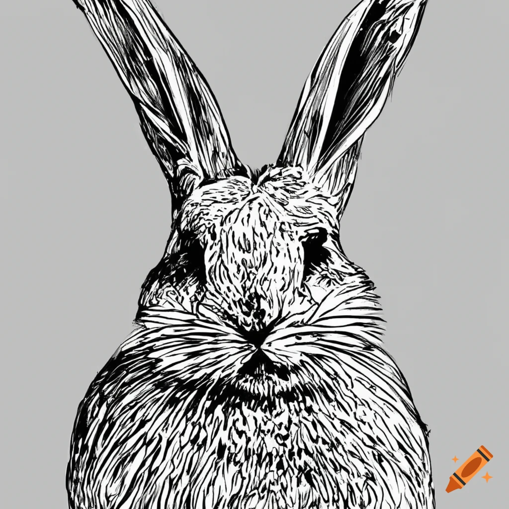 Easter bunny black and white line drawing on Craiyon