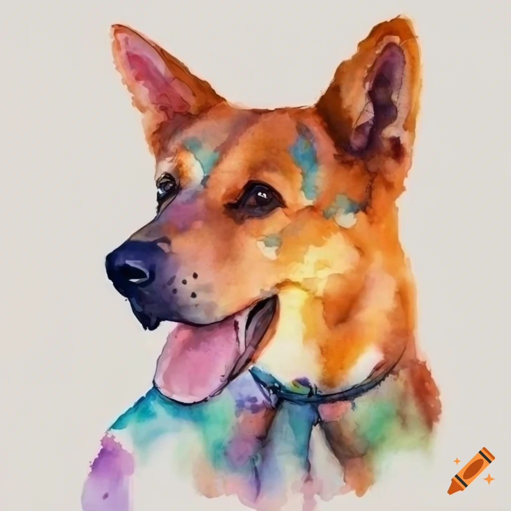 Watercolor painting of a stunning dingo on a white background on Craiyon