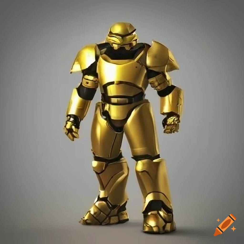 Full body golden power armor on Craiyon