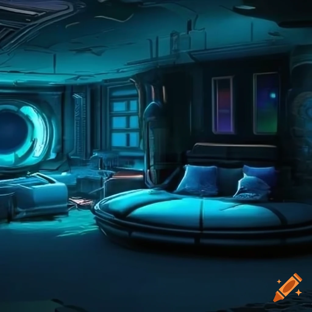 Modern sci-fi bedroom interior on Craiyon