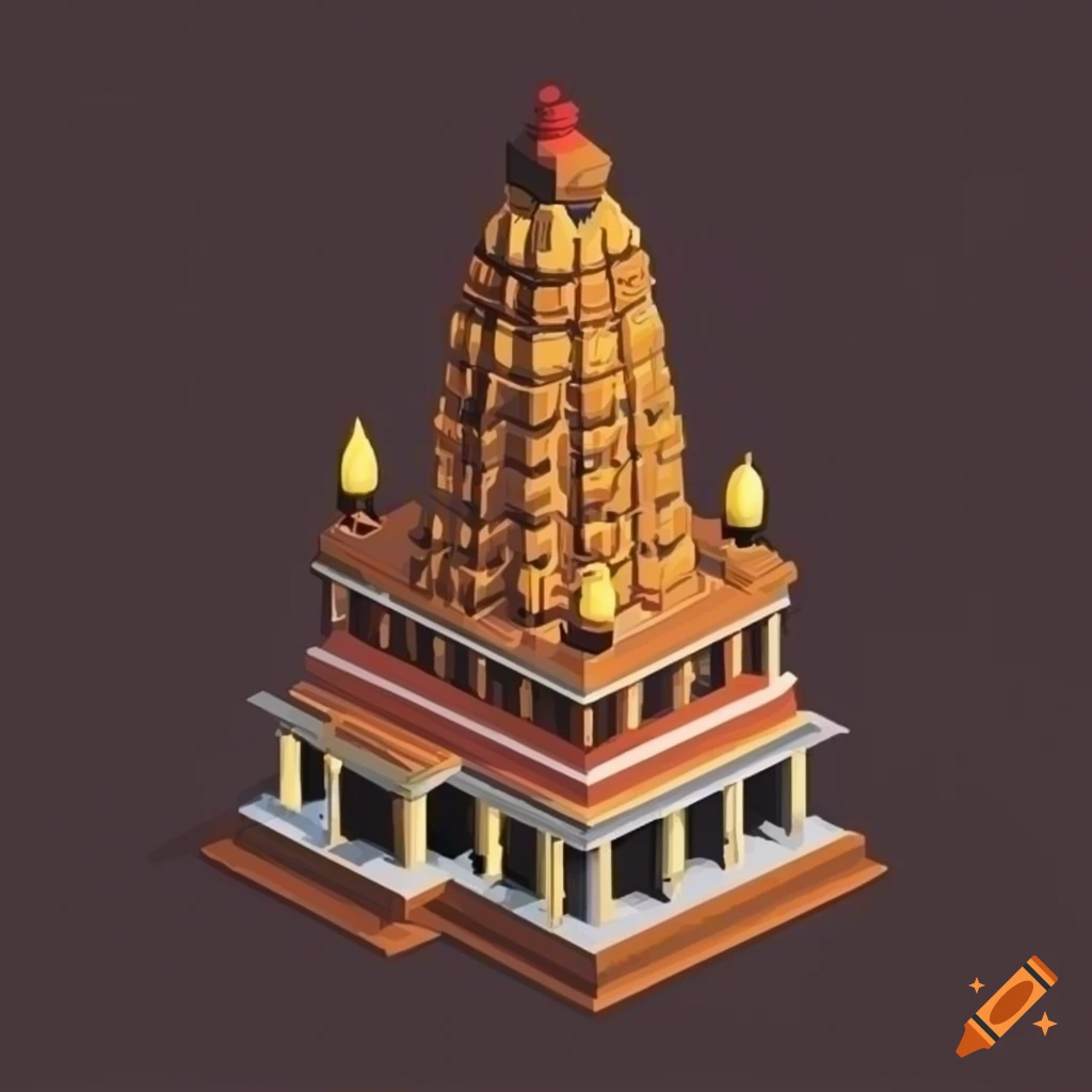 Isometric black indian temple in vector art on Craiyon