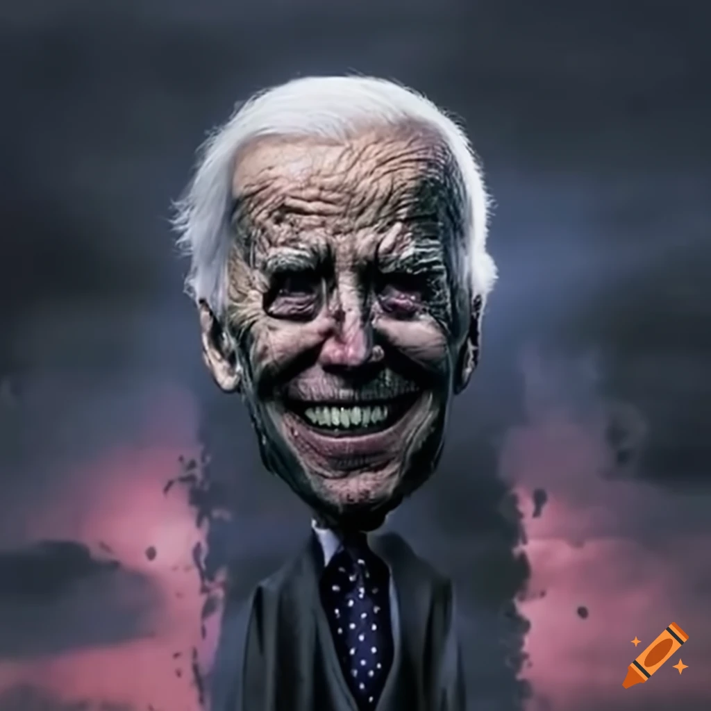 Macabre representation of joe biden in a tim burton setting on Craiyon