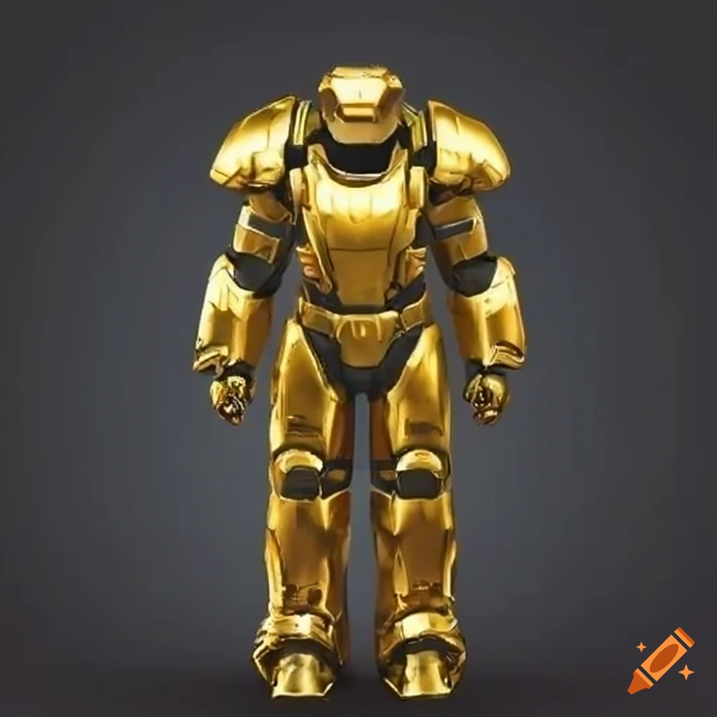 Full body golden power armor on Craiyon