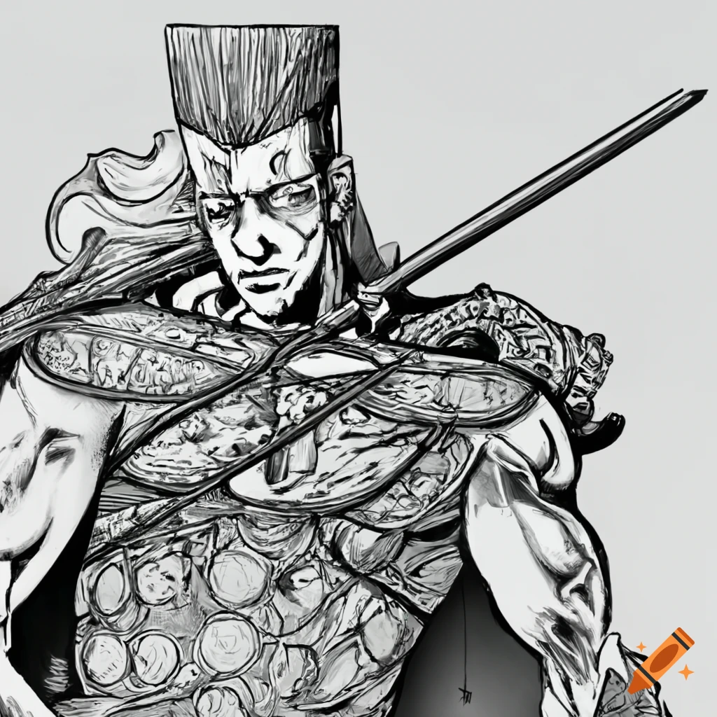 Jean pierre polnareff as dnd fighter with silver chariot stand on Craiyon