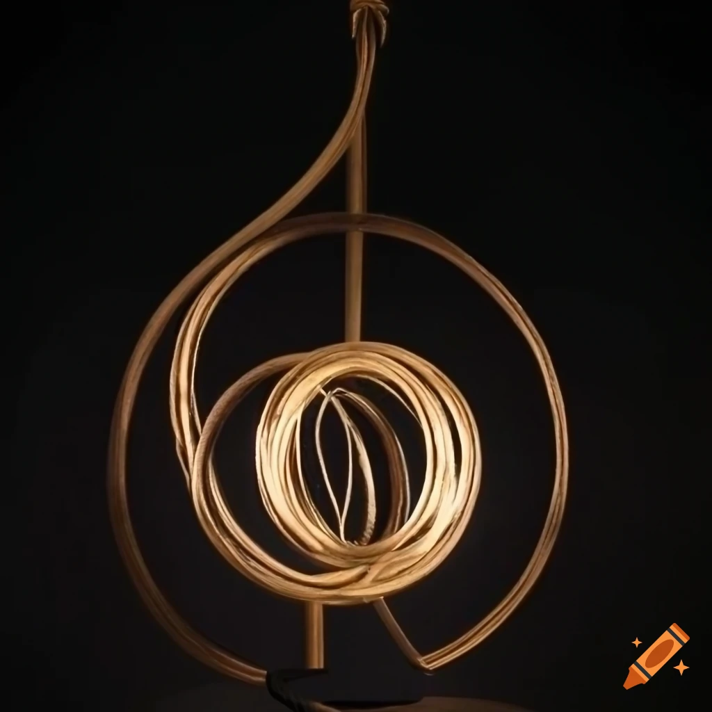 Sculptural lamp shade with loose smooth knot design in black metal on ...